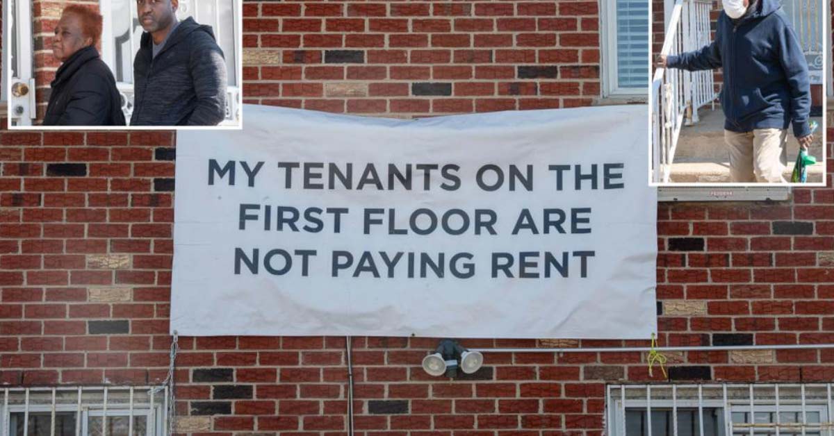 NYC landlord posts giant signs calling out non-paying tenants