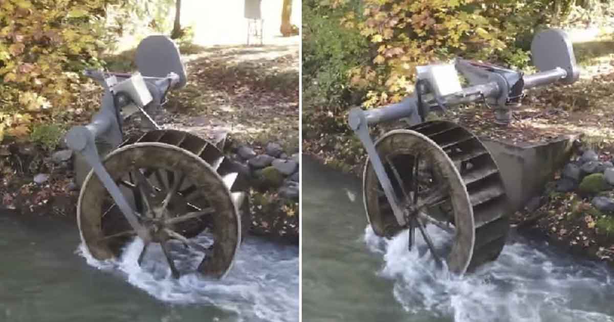 This man generates free electricity using a water wheel