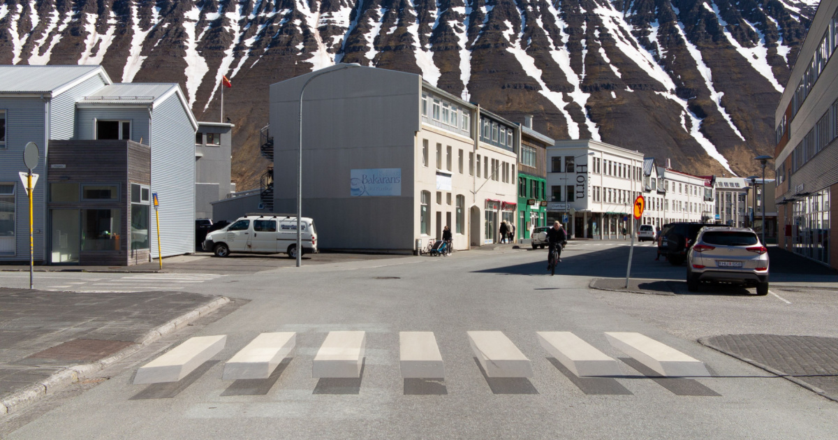 3D Crosswalk Slows Traffic with Surreal Optical Illusion
